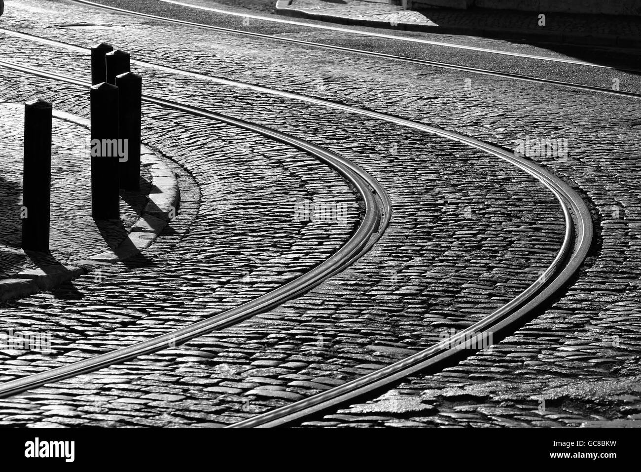 Curved railway lines Black and White Stock Photos & Images - Alamy