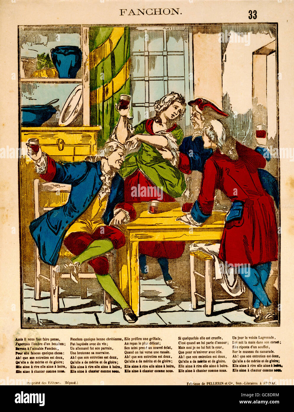 people, caricature, "Fanchon", woodcut, Pellerin, Epinal circa 1840 ...