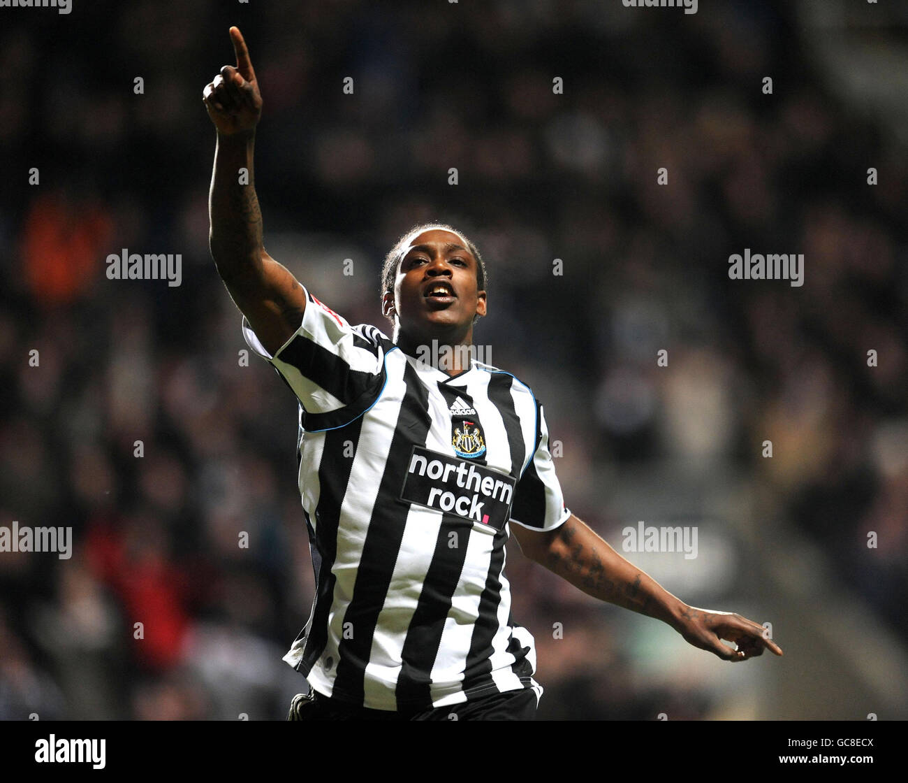 Newcastle United's Nile Ranger celebrates scoring the second goal of ...