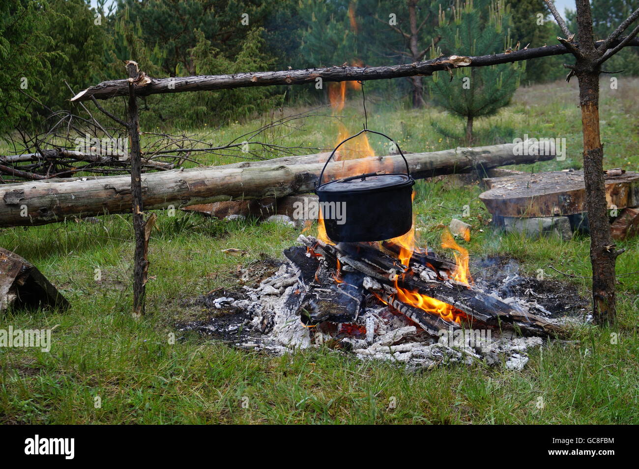 Fire under a traditional boiler Stock Photo - Alamy