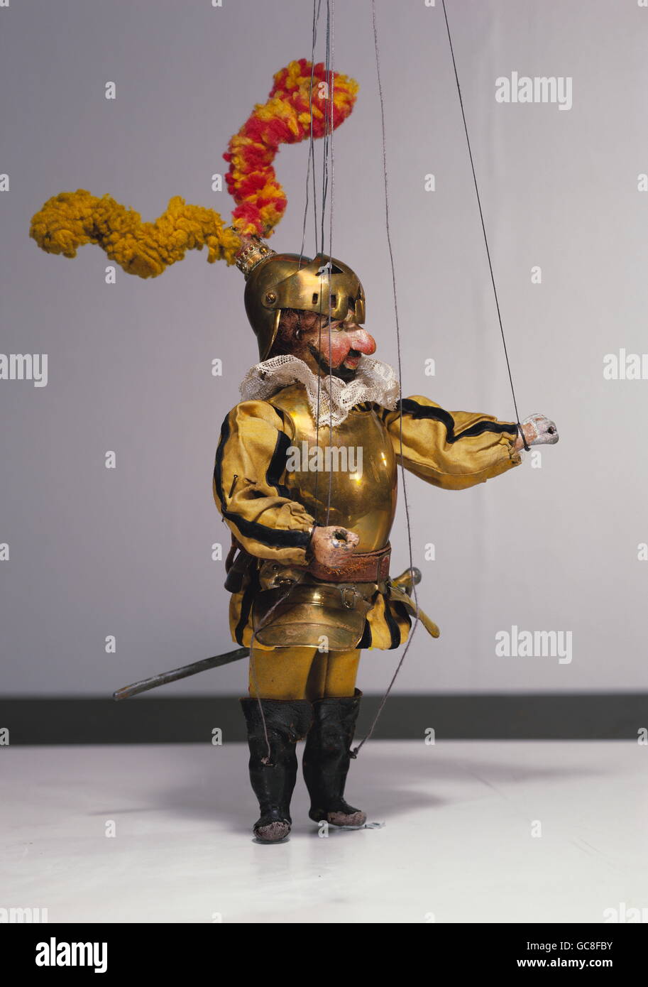 theatre, puppet theatre, marionettes, Kasper as Knight, wood, sheet and ...