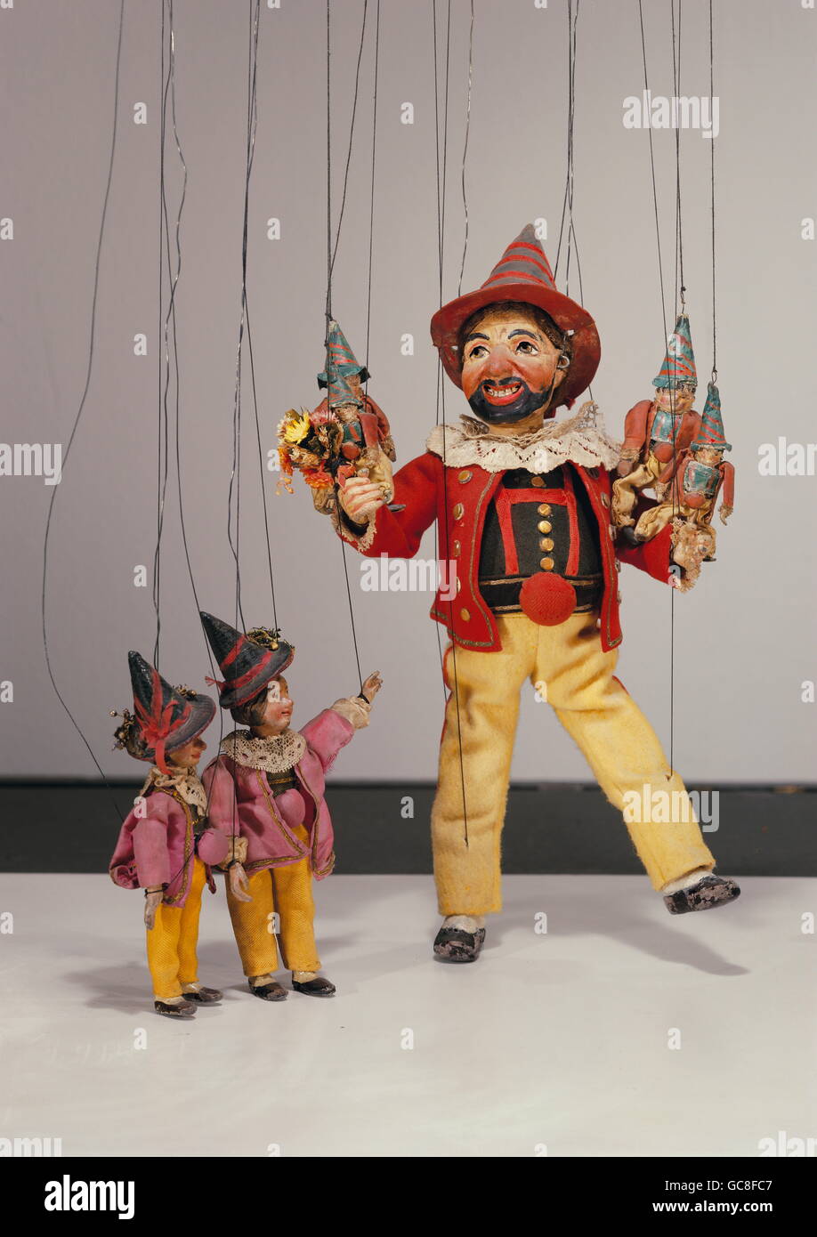 theatre, puppet theatre, marionettes, Kasper and his children, wood and ...