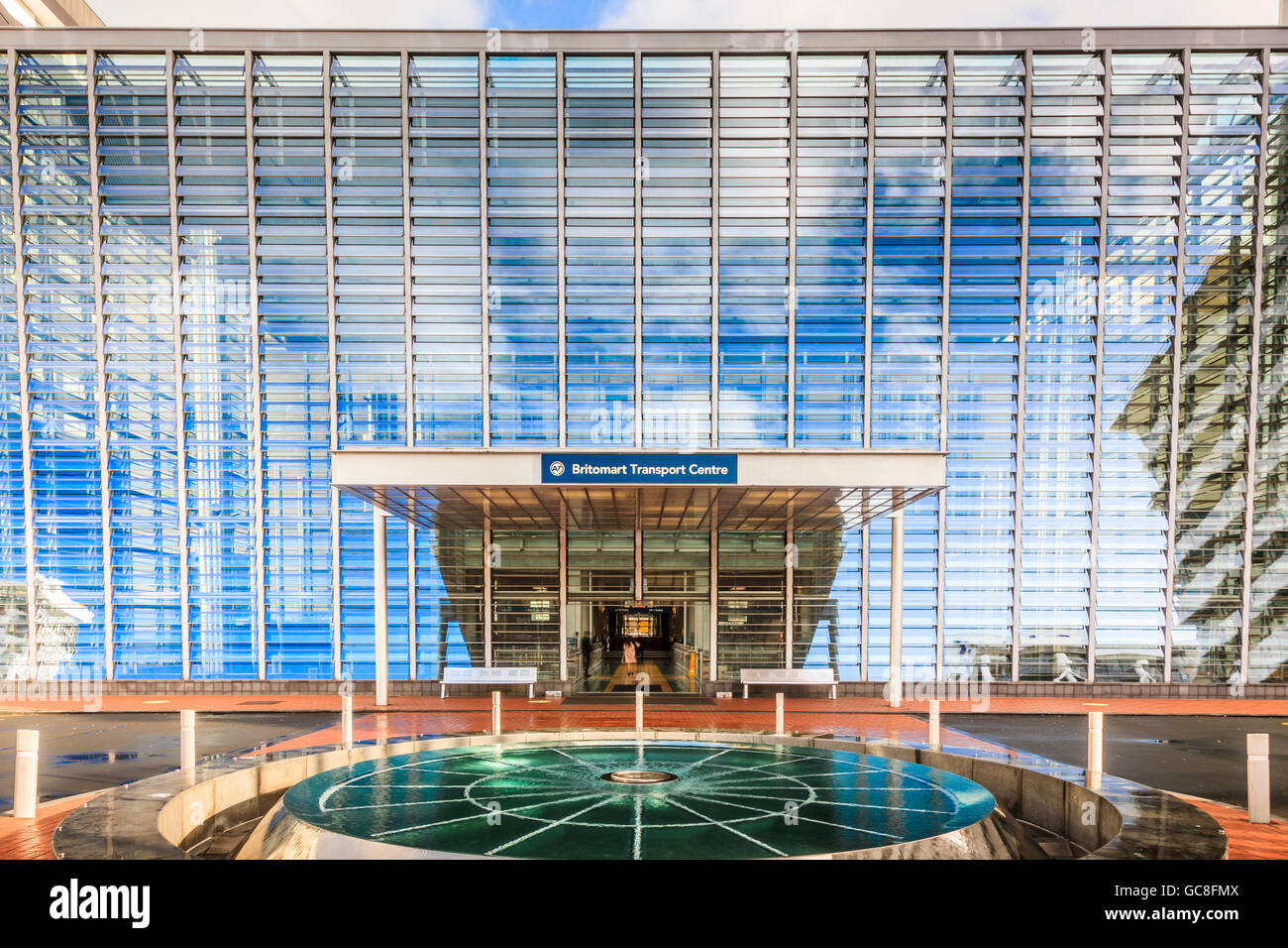 Britomart Transport Centre, glass facade and water feature, Auckland ...