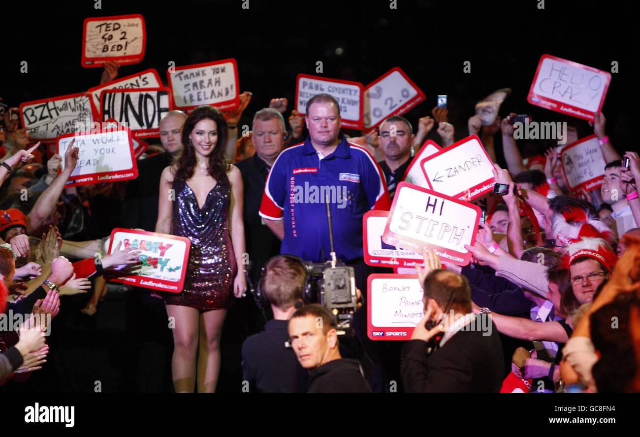 Raymond van Barneveld arrives for his match against Warren Parry during ...