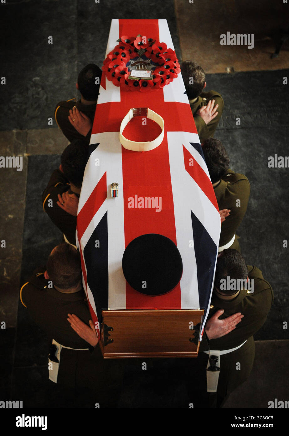 The coffin of Lance Corporal Adam Drane of the 1st Battalion The Royal ...