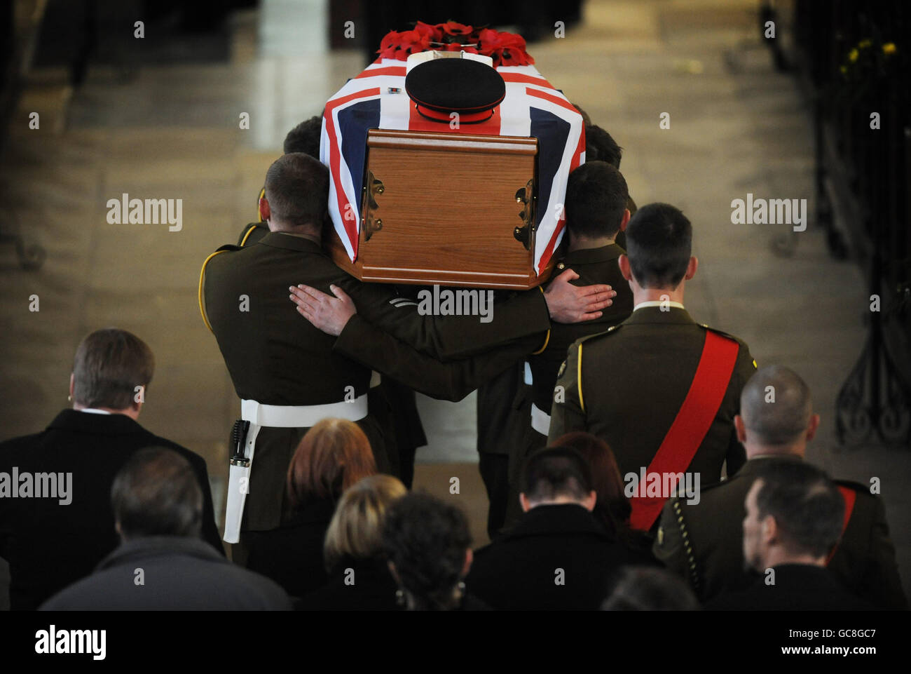 The coffin of Lance Corporal Adam Drane of the 1st Battalion The Royal ...