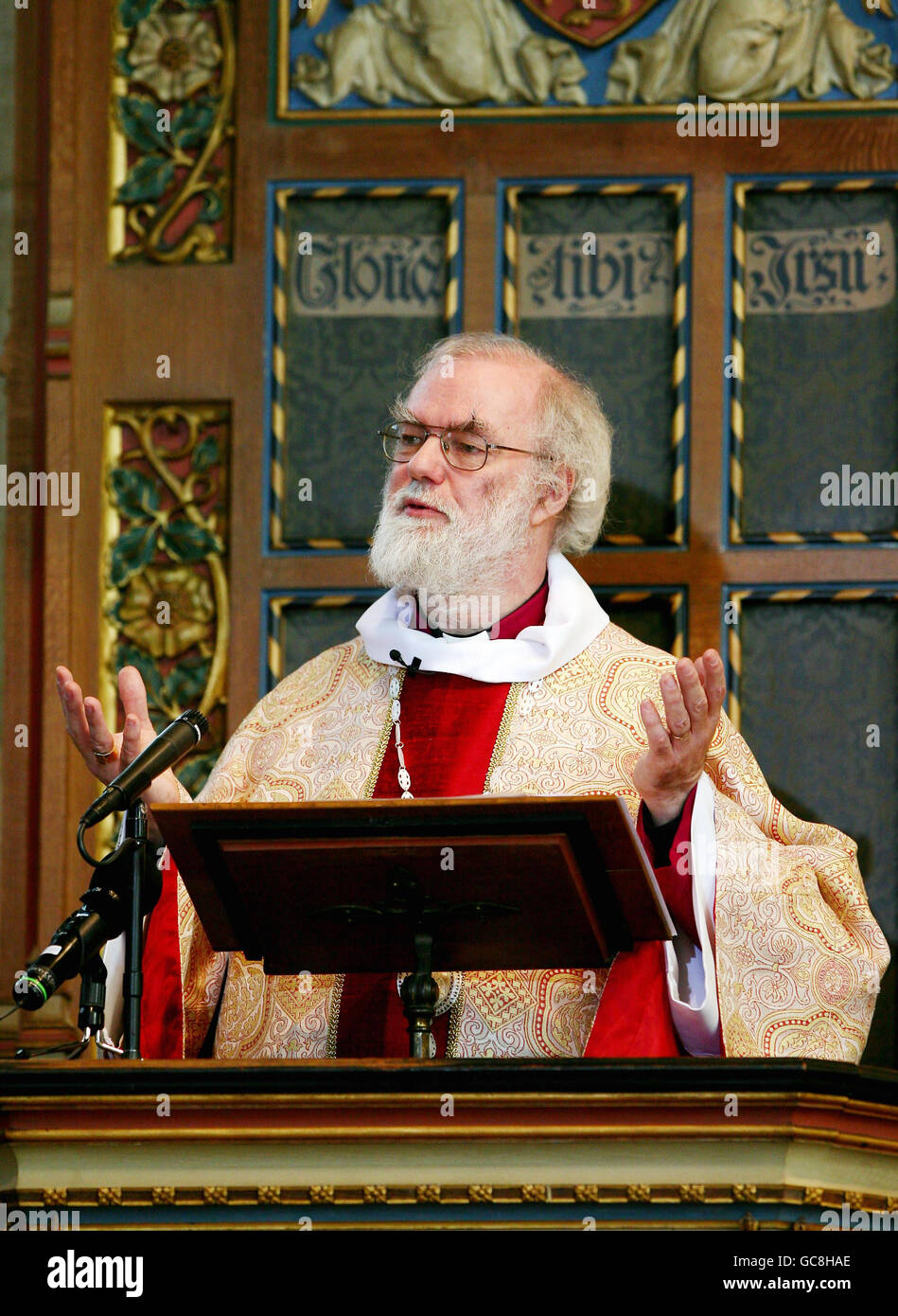 The Archbishop of Canterbury Dr Rowan Williams delivers his Christmas Day sermon at Canterbury ...