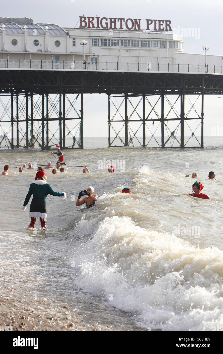 Brighton Swimming Club Christmas Day swim Stock Photo - Alamy