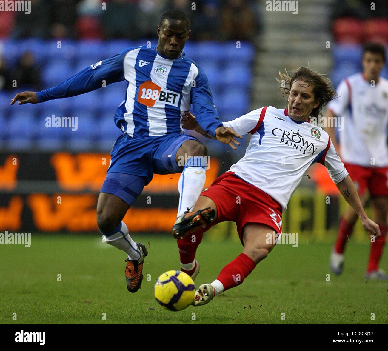Wigan Athletic's Maynor Figueroa (left) and Blackburn Rovers' Michel ...