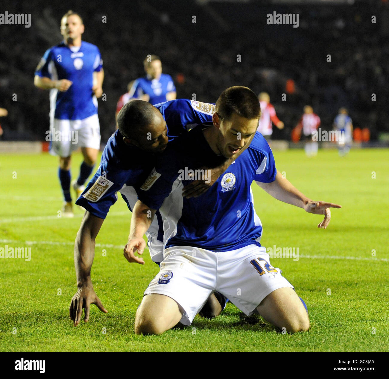 Leicester City's Matty Fryatt celebrates with Lloyd Dyer after scoring ...