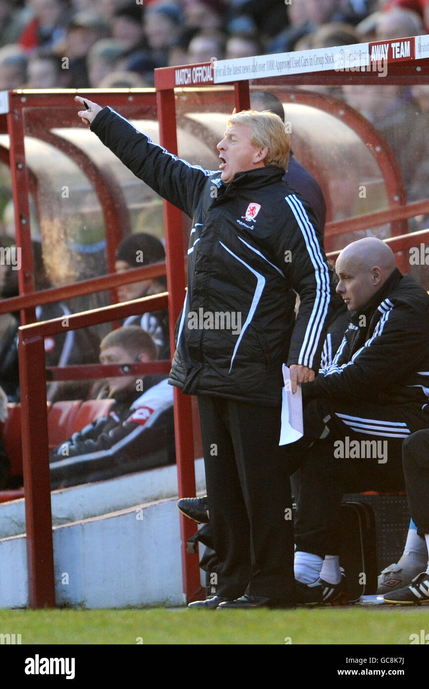 Middlesbrough manager gordon strachan gestures on the touchline hi-res ...