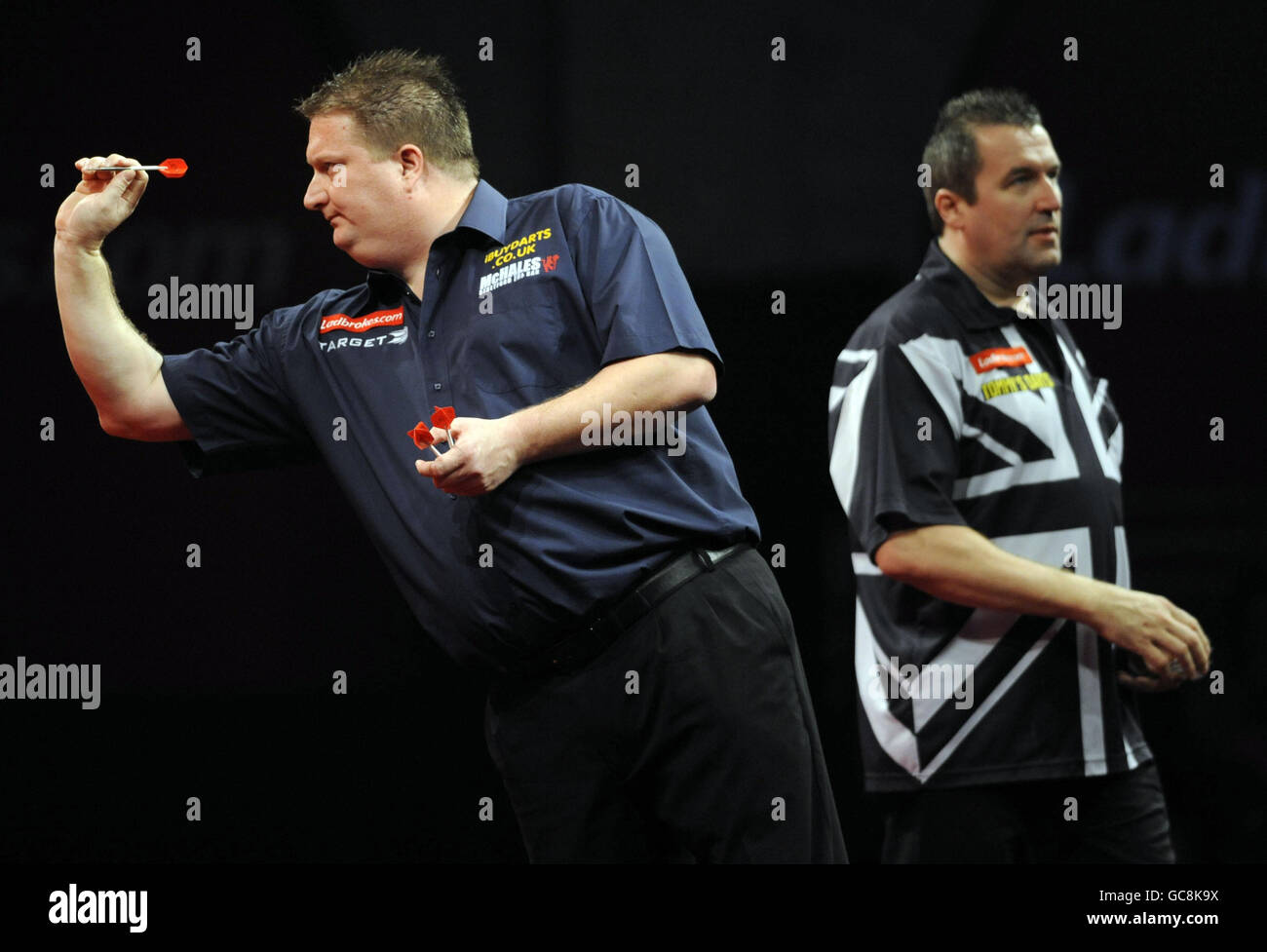 Colin Lloyd (left) in action, with Ronnie Baxter during the Ladbrokes ...