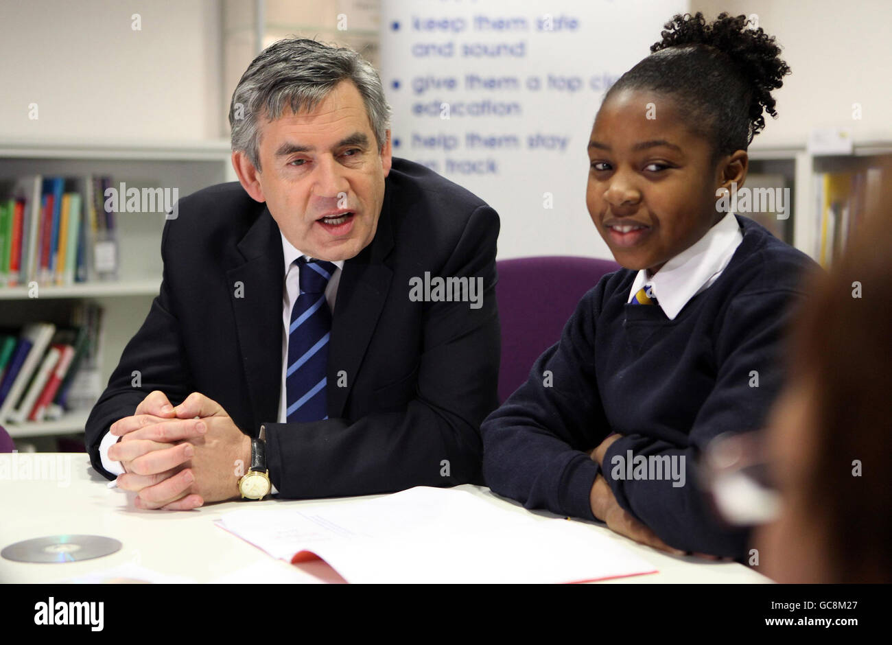 Prime Minister and Ed Balls meet school children Stock Photo - Alamy