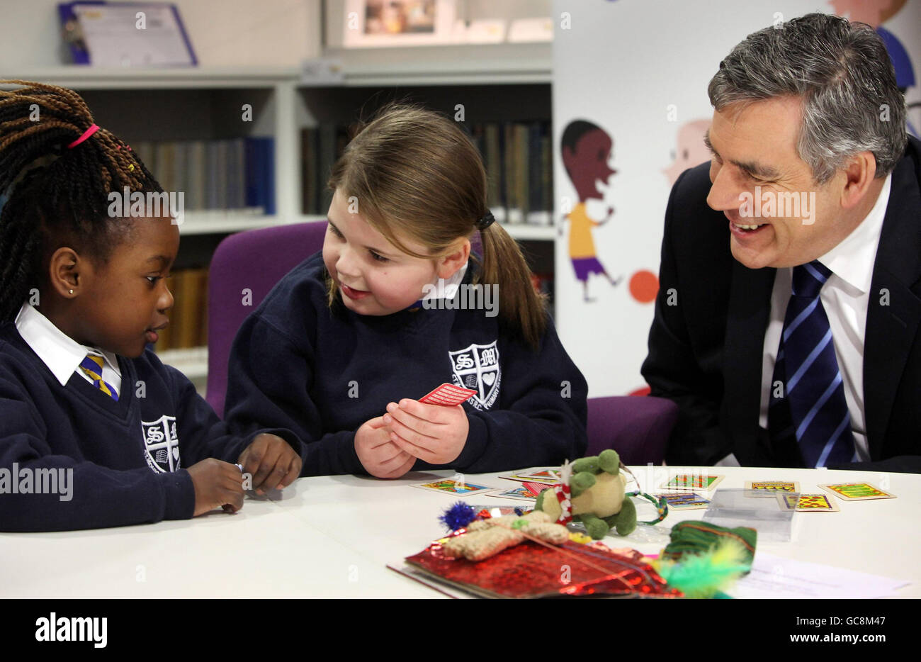 Prime Minister and Ed Balls meet school children Stock Photo - Alamy