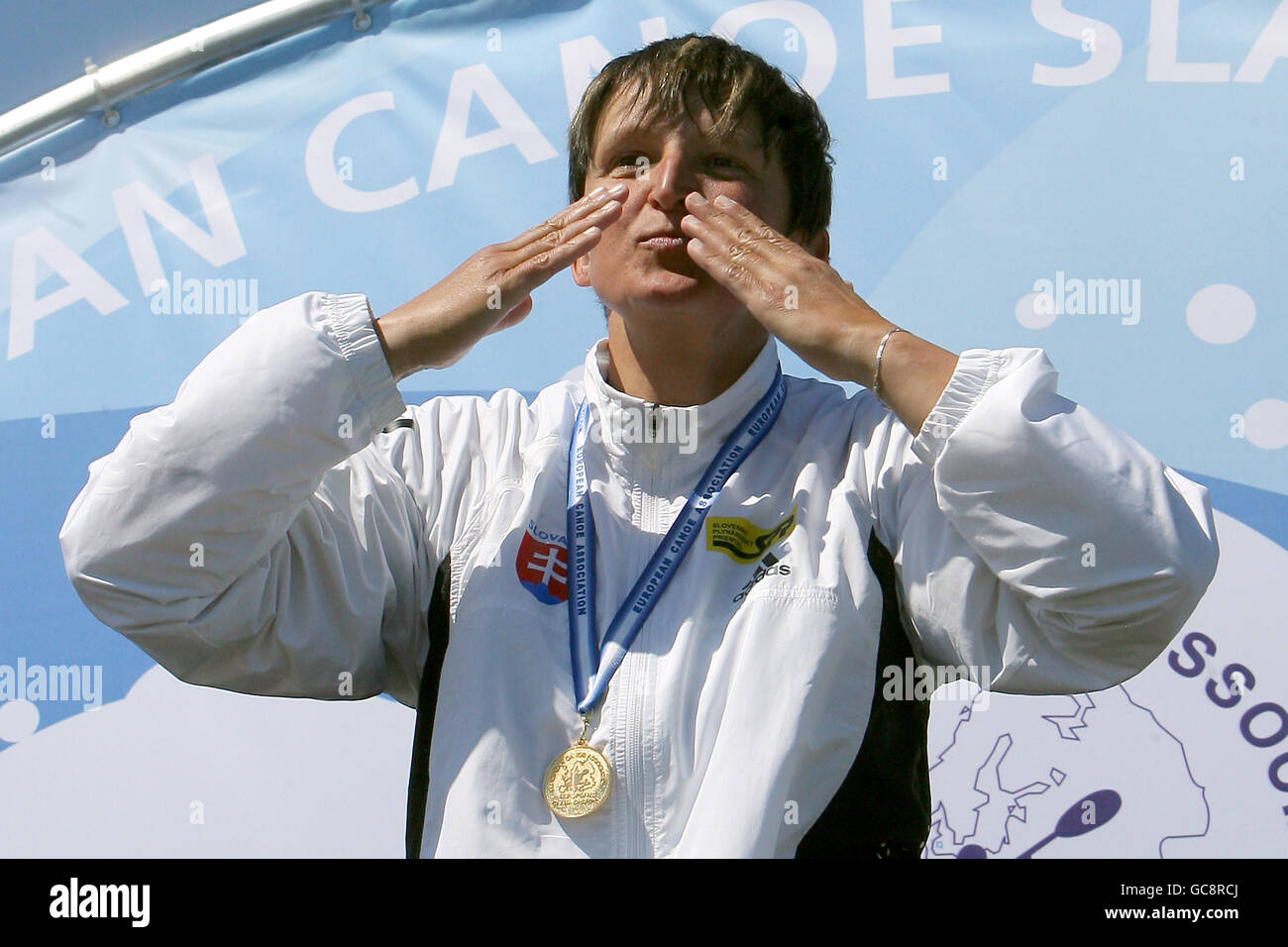 Slovakia's Elena Kaliska celebrates gold after winning the Kayak (K1 ...