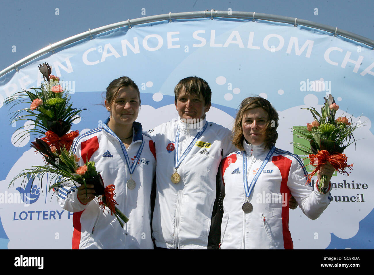 L-R; Silver medalist Emilie Fer (France), Gold Medalist Elena Kaliska ...
