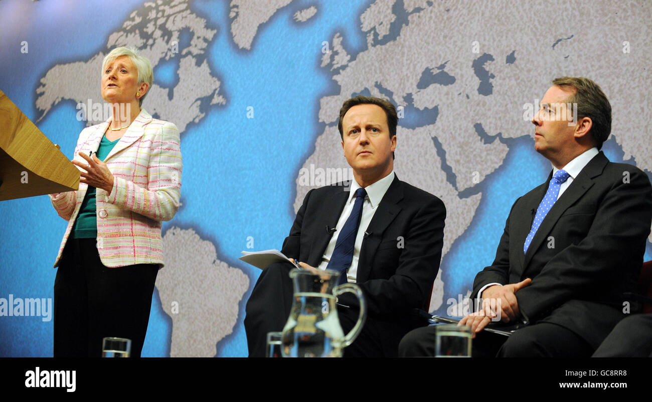 Conservative leader David Cameron, centre, and Dame Pauline Neville ...