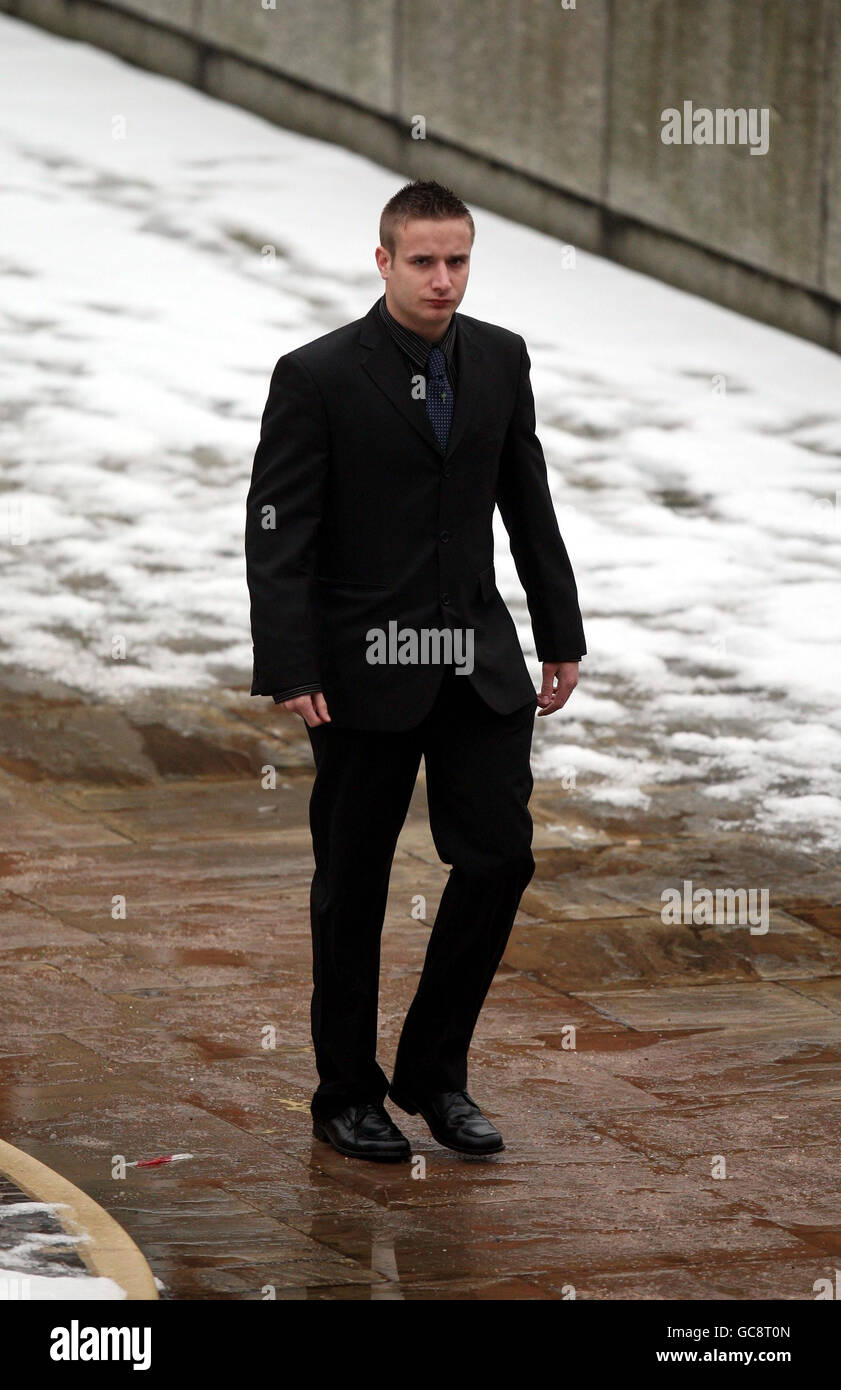 Marine Mark Clarke arrives at the Crown Court in Winchester, Hampshire ...