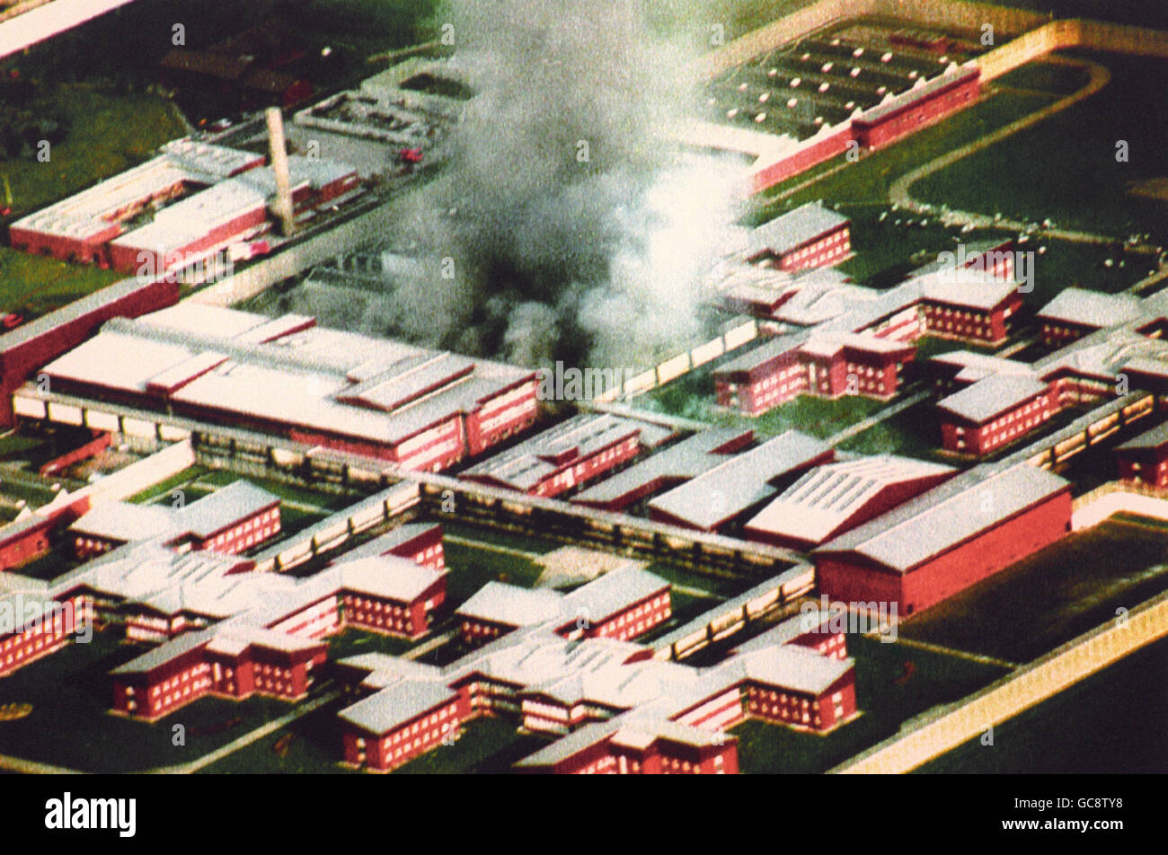 After rioting inmates set fire to buildings hi-res stock photography ...