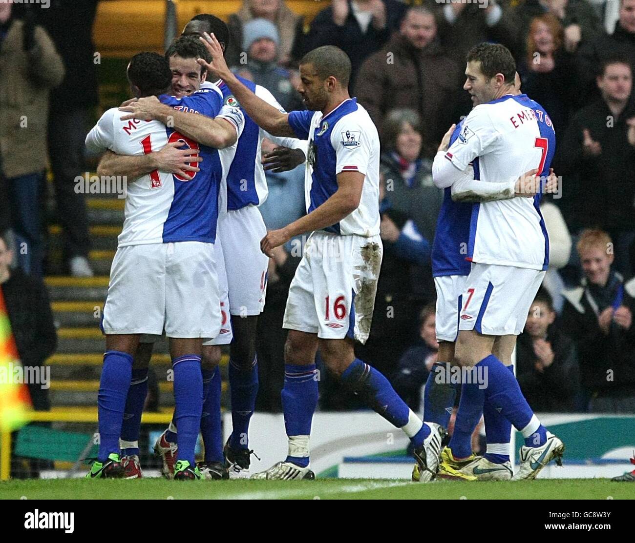 Blackburn Rovers' Ryan Nelsen (second from left) celebrates scoring his ...