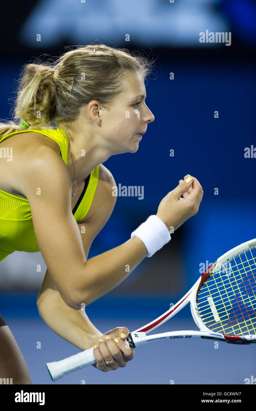 Maria Kirilenko in action during her victory against Maria Sharapova ...