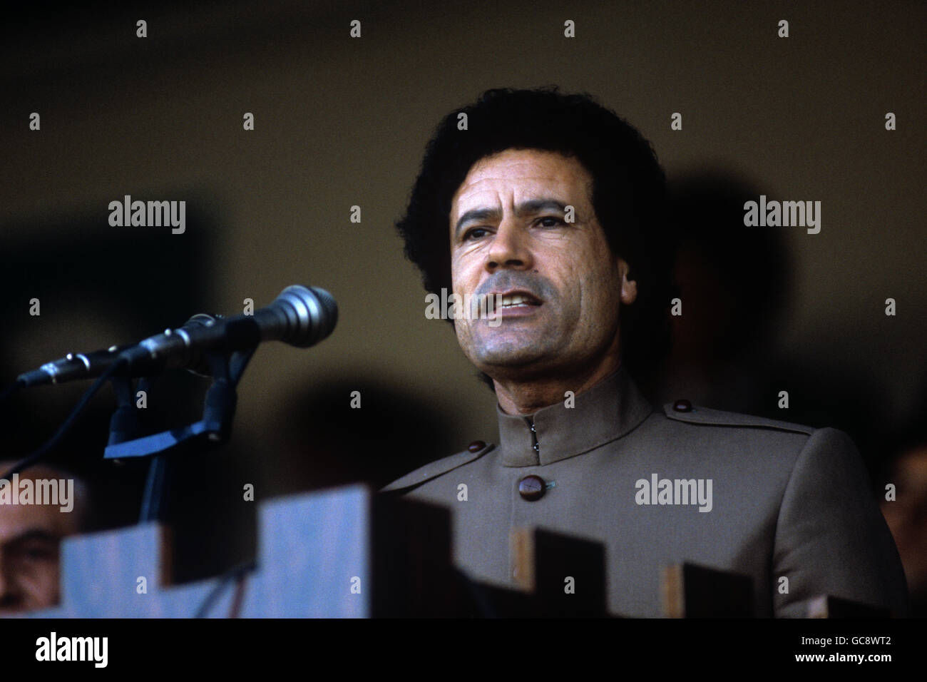 Libya leader Colonel Gaddafi delivers a speech during the opening ...