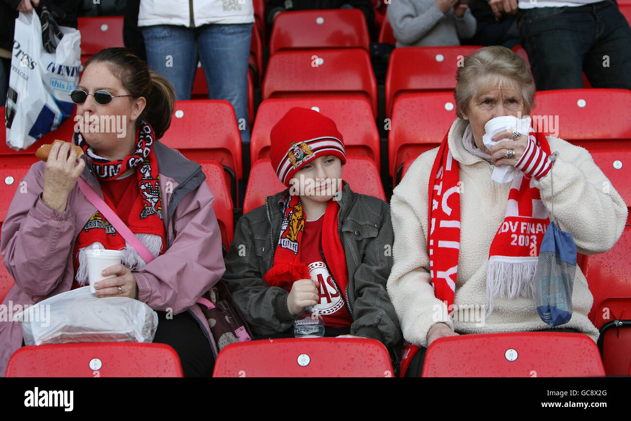 Bristol City fans have a bite to eat in the stands before kick off ...