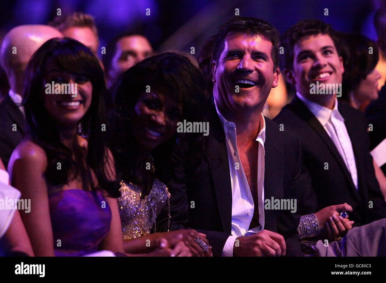 Jackie St Claire, Sinitta, Simon Cowell and Joe McElderry (left to ...