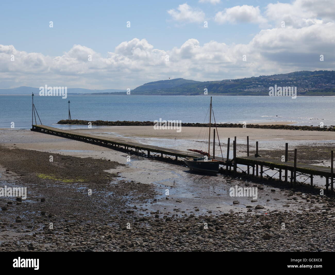 An old jetty pier on a beach in Wales Stock Photo - Alamy