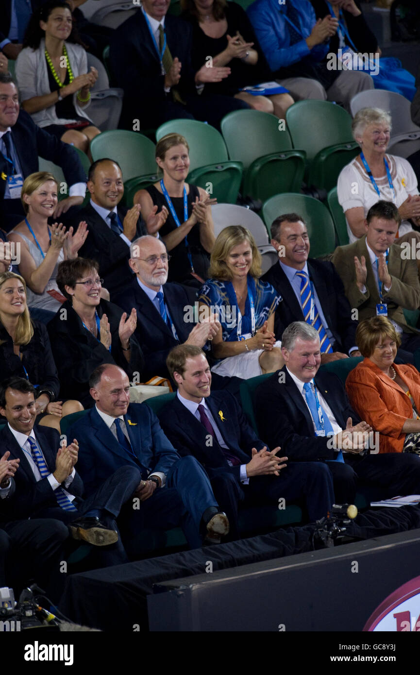 Prince William watches the tennis on the Rod Laver Arena with Part Time ...