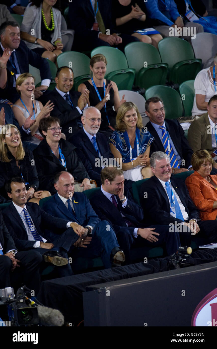 Prince William watches the tennis on the Rod Laver Arena with Part Time ...