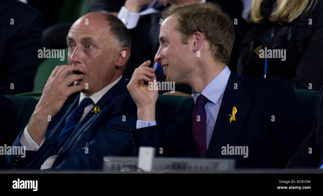 Prince William watches the tennis on the Rod Laver Arena with Part Time ...