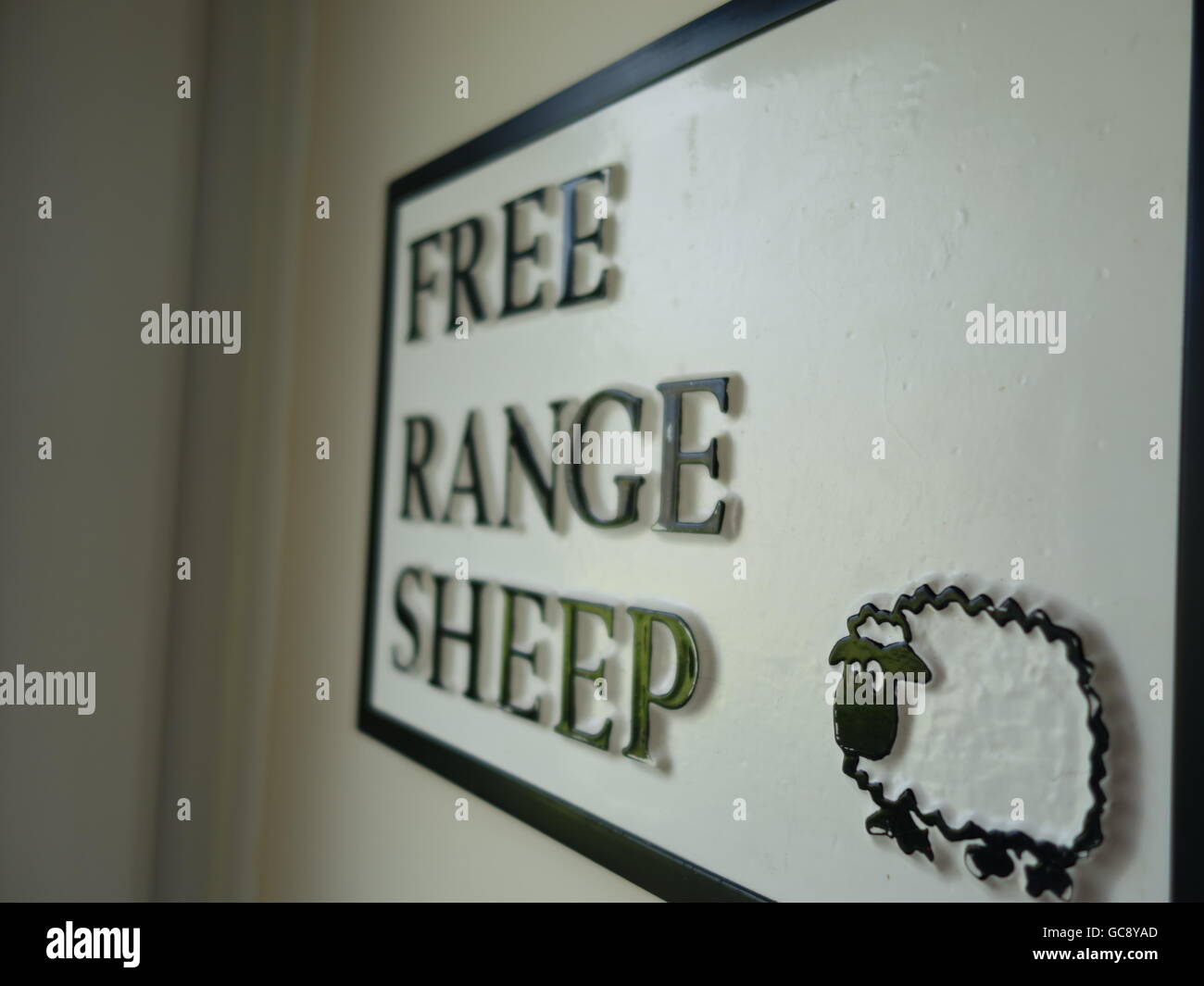 Free Range Sheep sign Stock Photo - Alamy