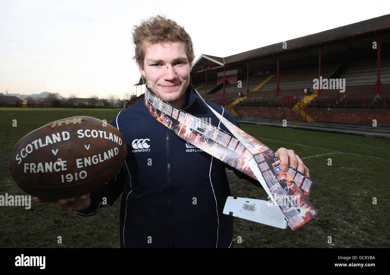 Edinburgh and Scotland's Ross Rennie poses for the media during the ...