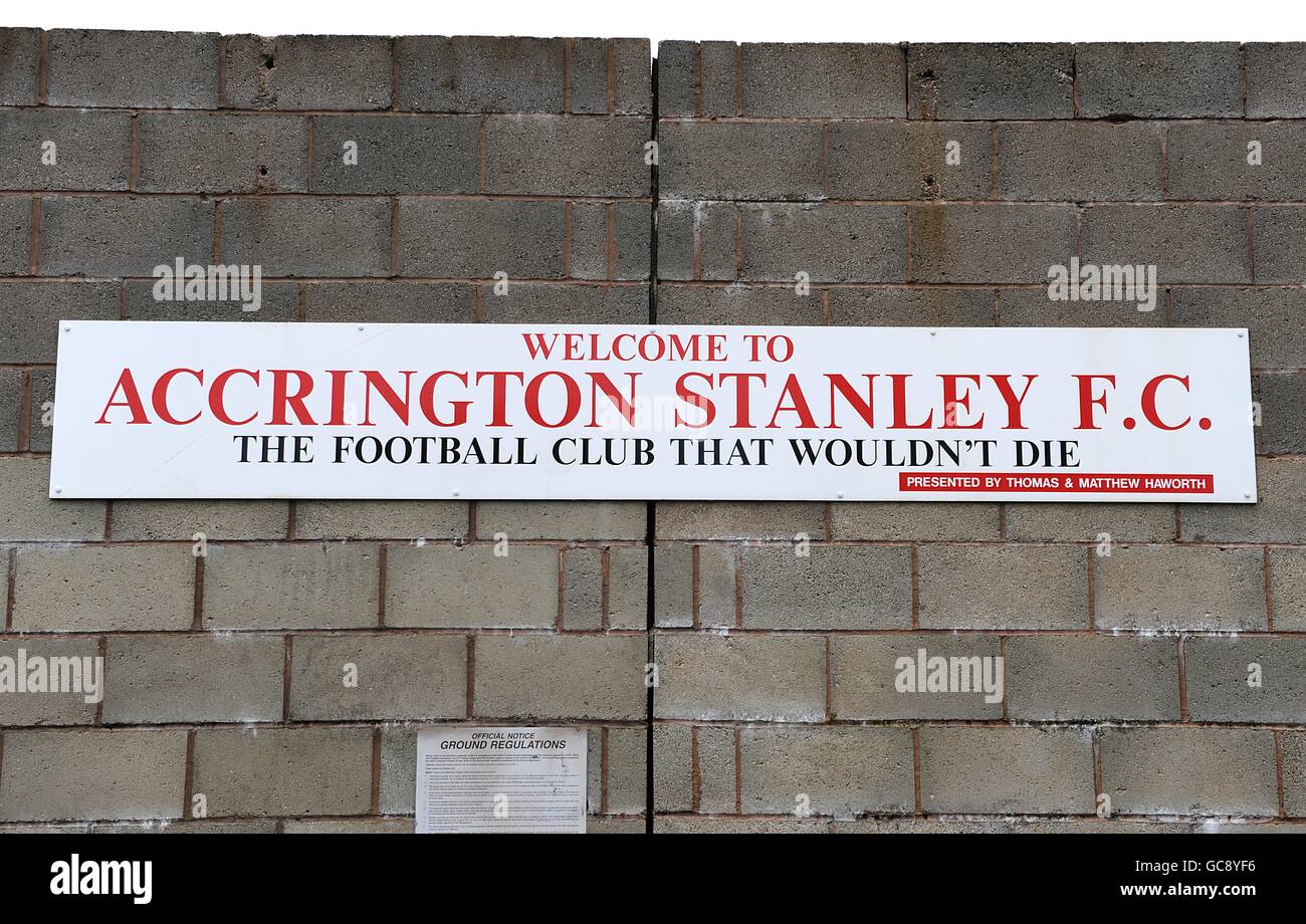 General view of outside the Crown Ground, home to Accrington Stanley ...