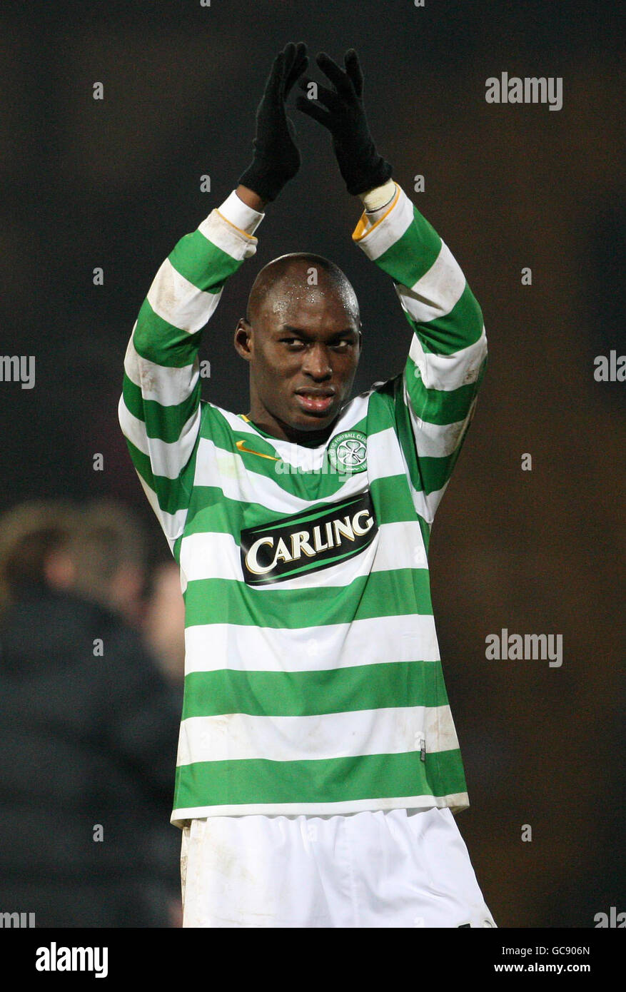 Celtic's Marc Antoine Fortune celebrates at the final whistle during ...