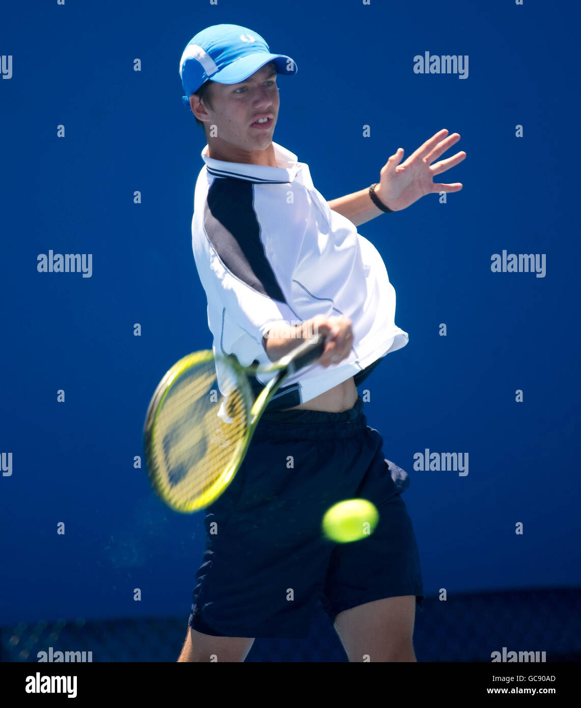 Great Britain's Oliver Golding in action during his doubles match ...