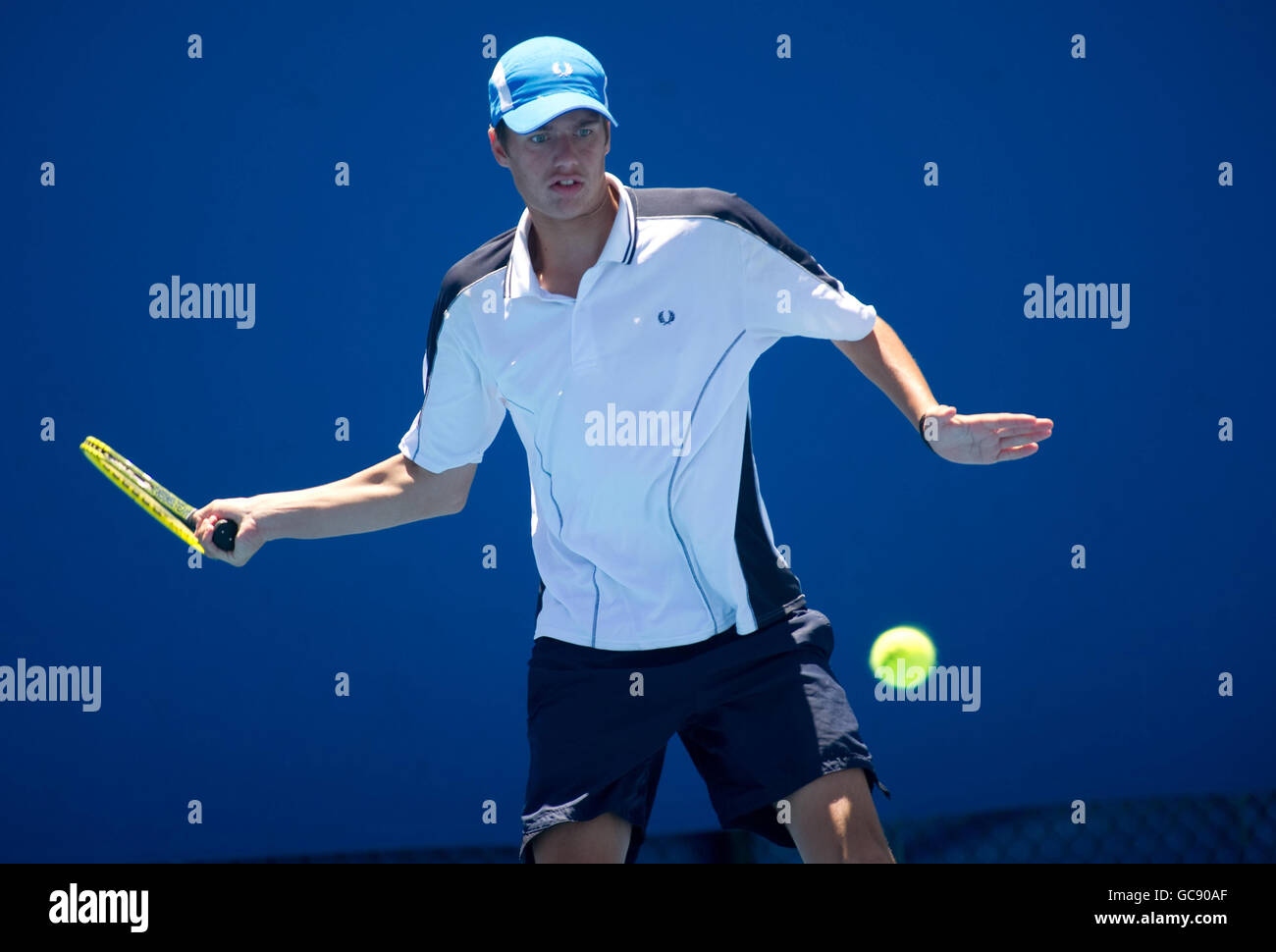 Great Britain's Oliver Golding in action during his doubles match ...