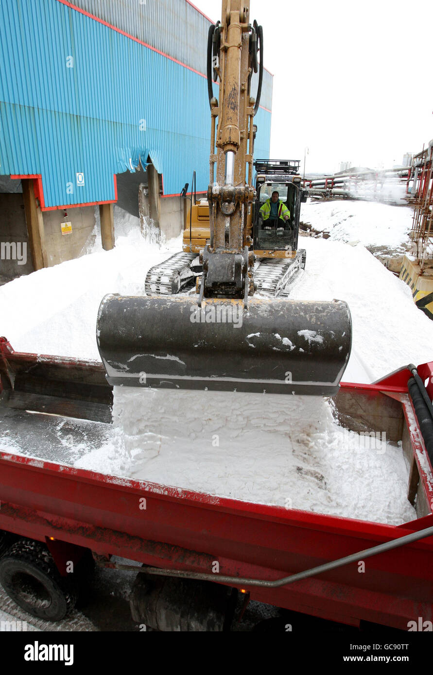 A truck is filled with salt at INEOS Enterprises Salt Business in ...