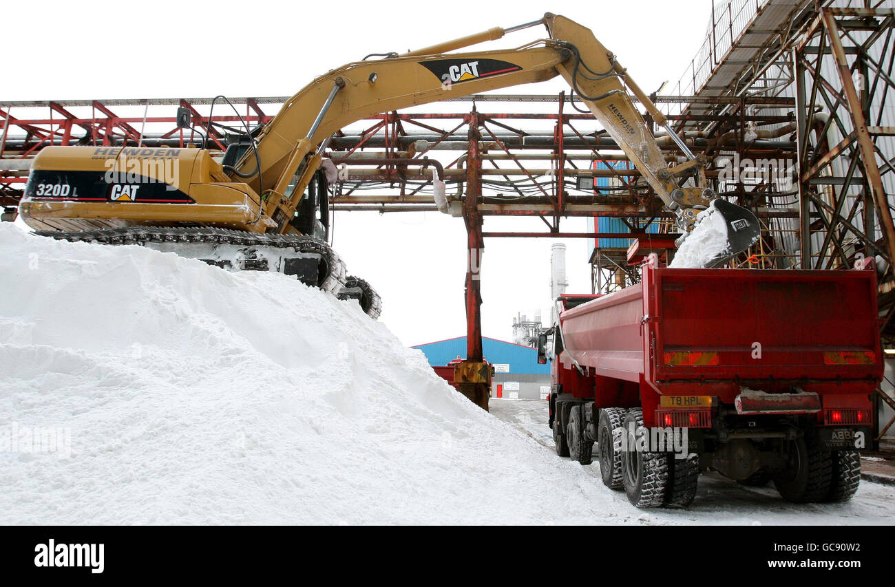 A truck is filled with salt at INEOS Enterprises Salt Business in ...