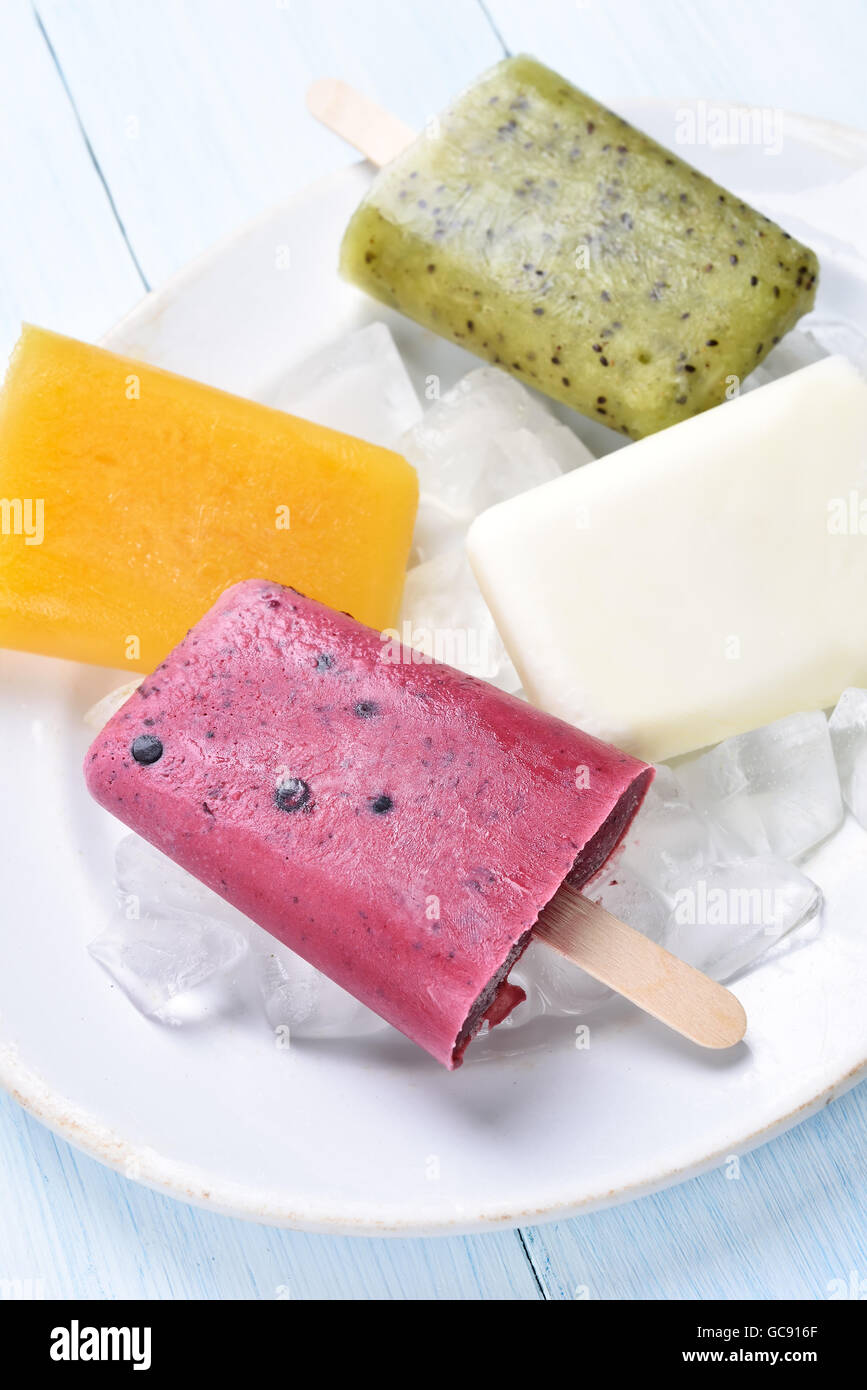 Summer cold dessert frozen popsicles from fruits Stock Photo - Alamy