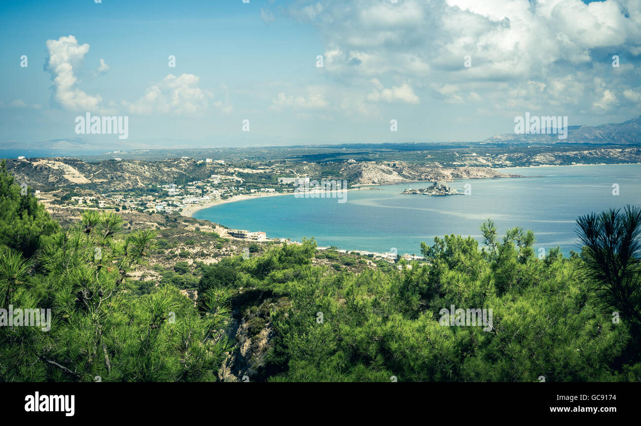 Aerial view on Kefalos village and coastline on Kos island, Greece ...