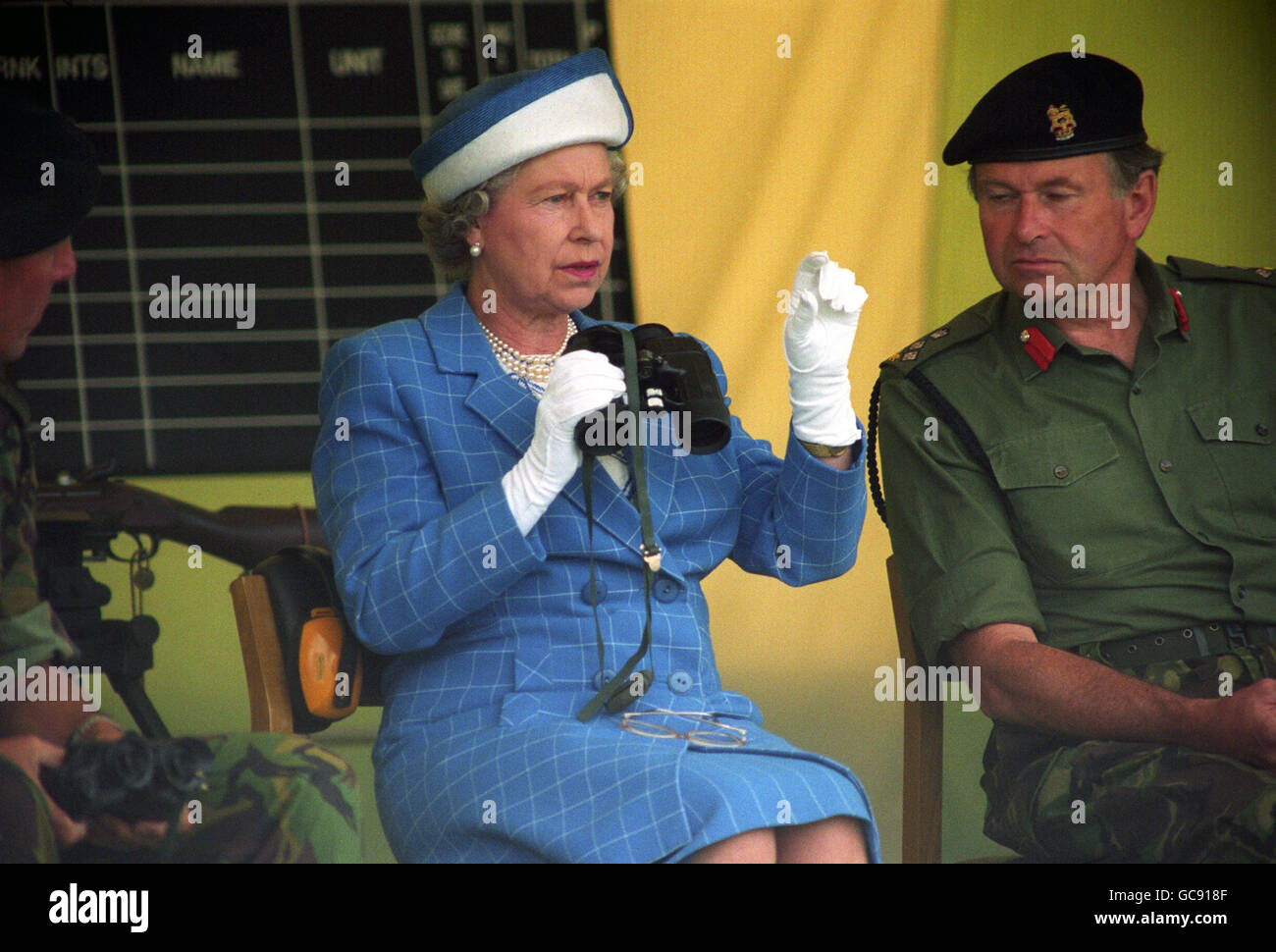 THE QUEEN WHO ATTENDED THE ARMY RIFLE ASSOCIATION MEETING AT BISLEY FOR ...