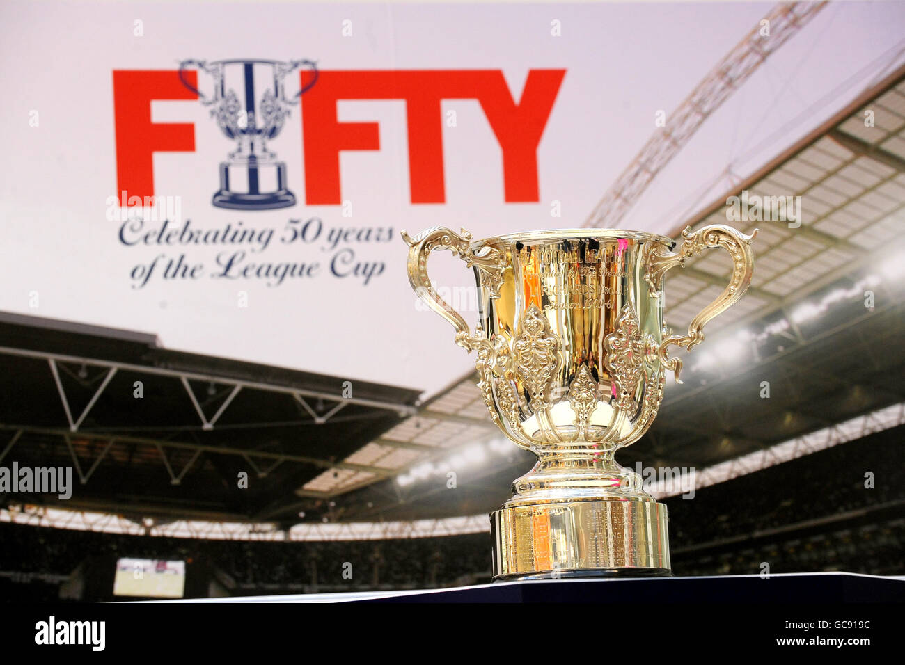 The league cup trophy on show at the League Cup 50th Roadshow Stock ...