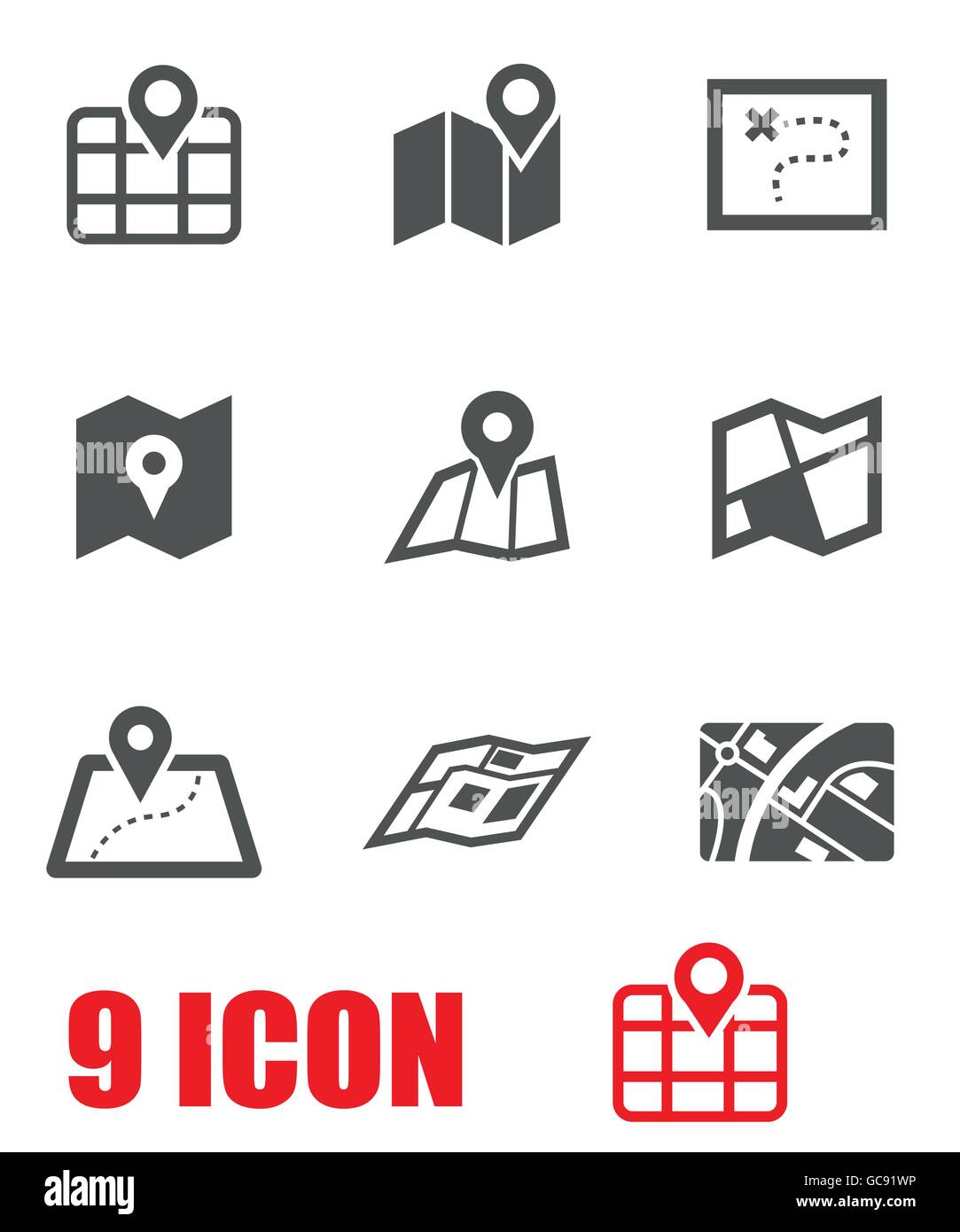 Vector black map icon set Stock Vector Image & Art - Alamy
