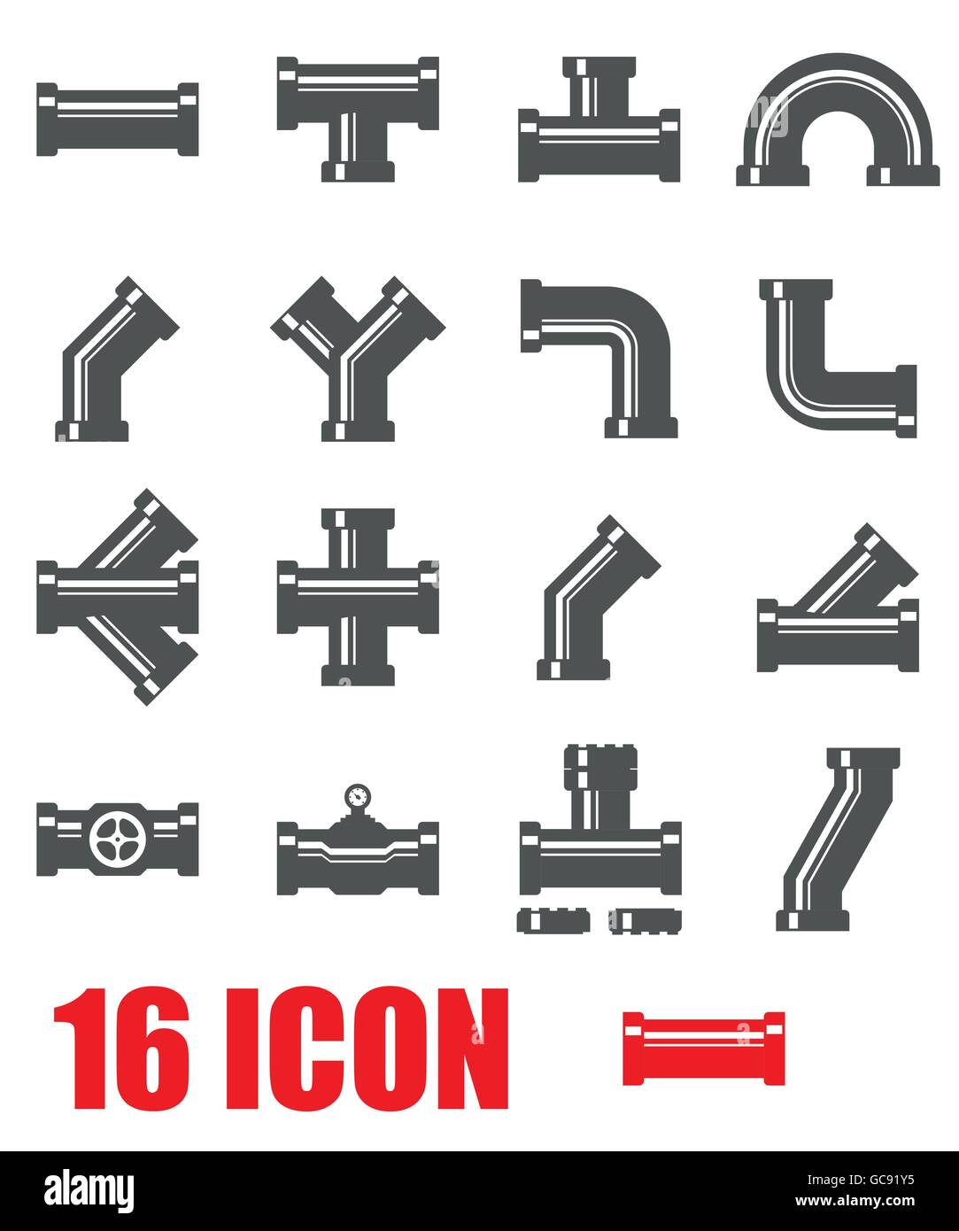 Vector black pipe fittings icon set Stock Vector Image & Art - Alamy