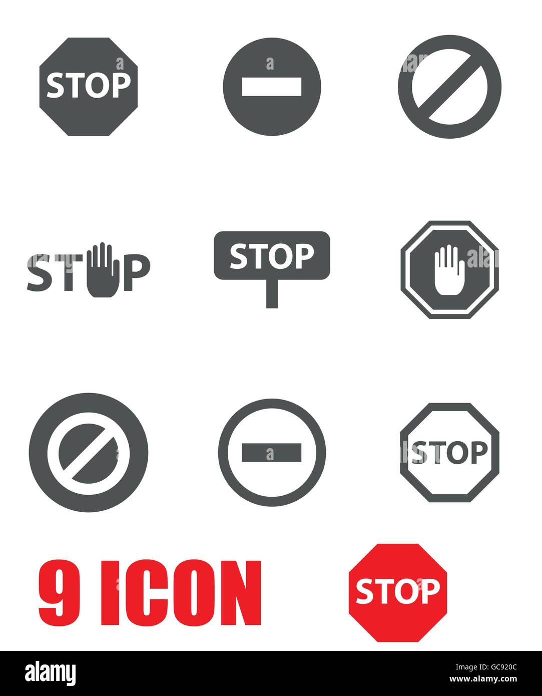 Vector grey stop icon set Stock Vector Image & Art - Alamy