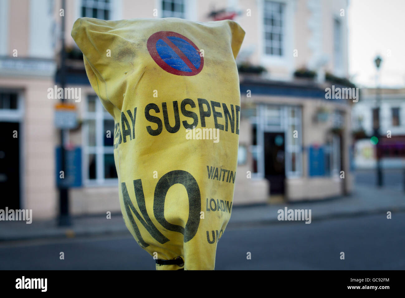 Parking meter bay suspended Stock Photo - Alamy