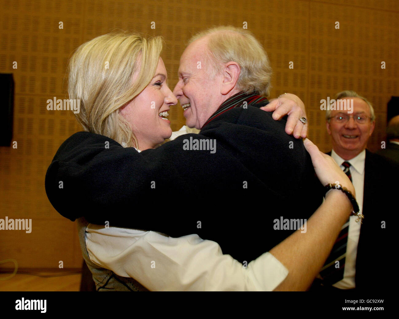 The Ulster Unionist Party's Jo-Anne Dobson celebrates with party leader ...