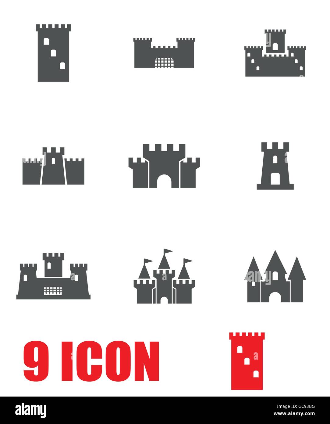 Vector grey castle icon set Stock Vector Image & Art - Alamy